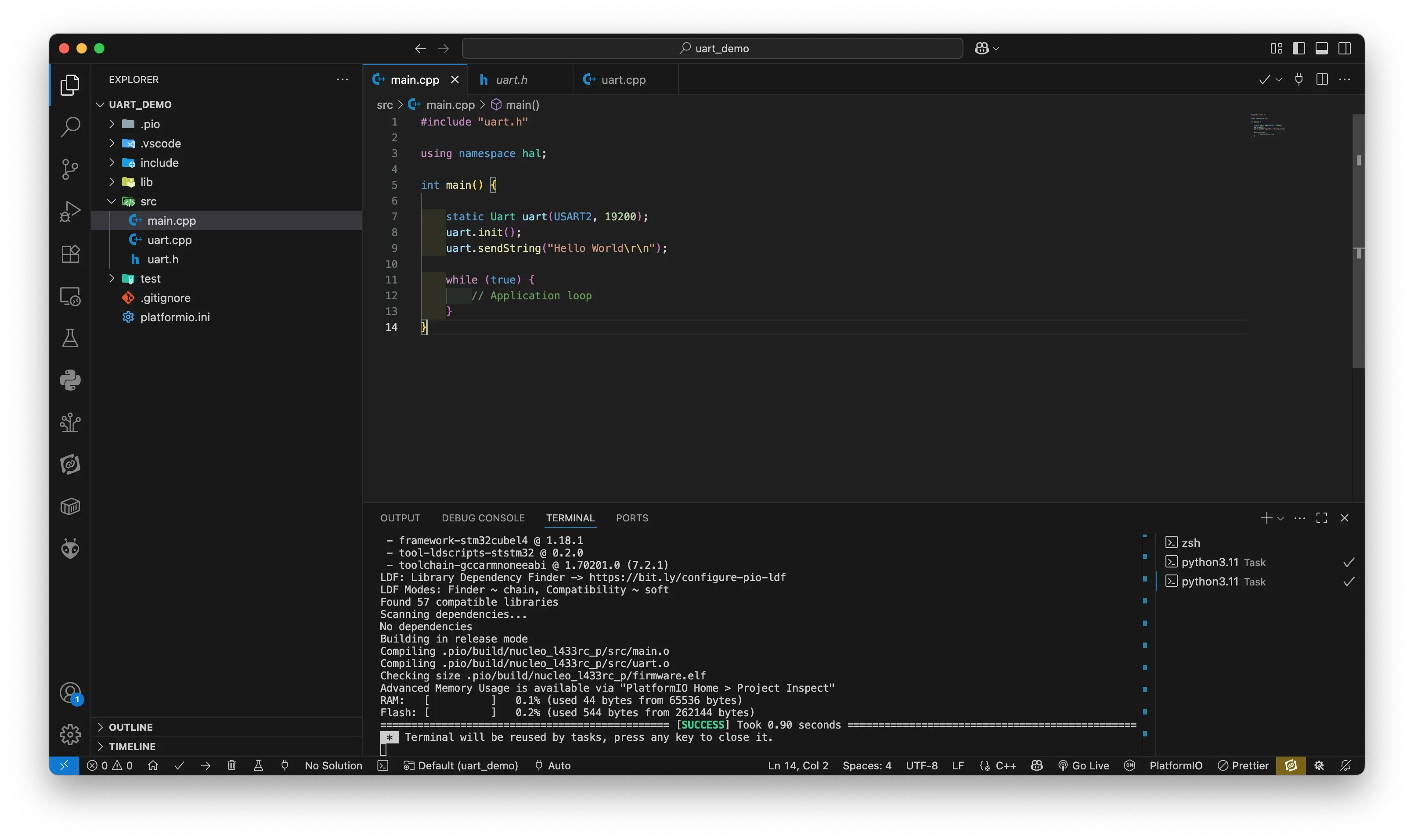 Mastering C++ for Embedded Systems with STM32: Sending Hello World over UART Using PlatformIO ...